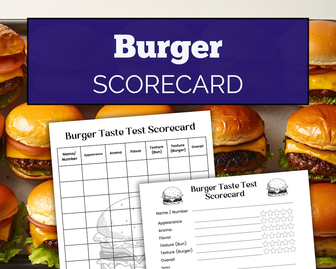 Burger Tasting Scorecard – Cookoff Competition Judging Backyard BBQ ...