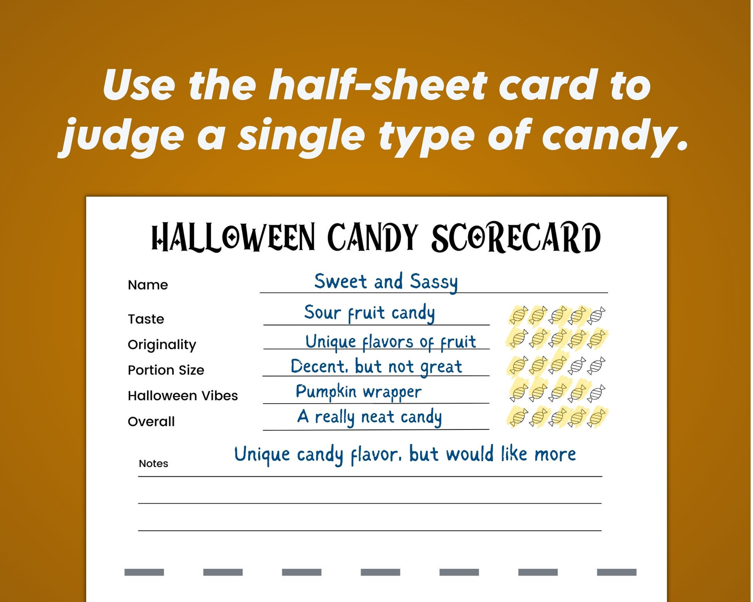 Halloween Candy Score Card Spooky Season Party Contest Judges - Etsy