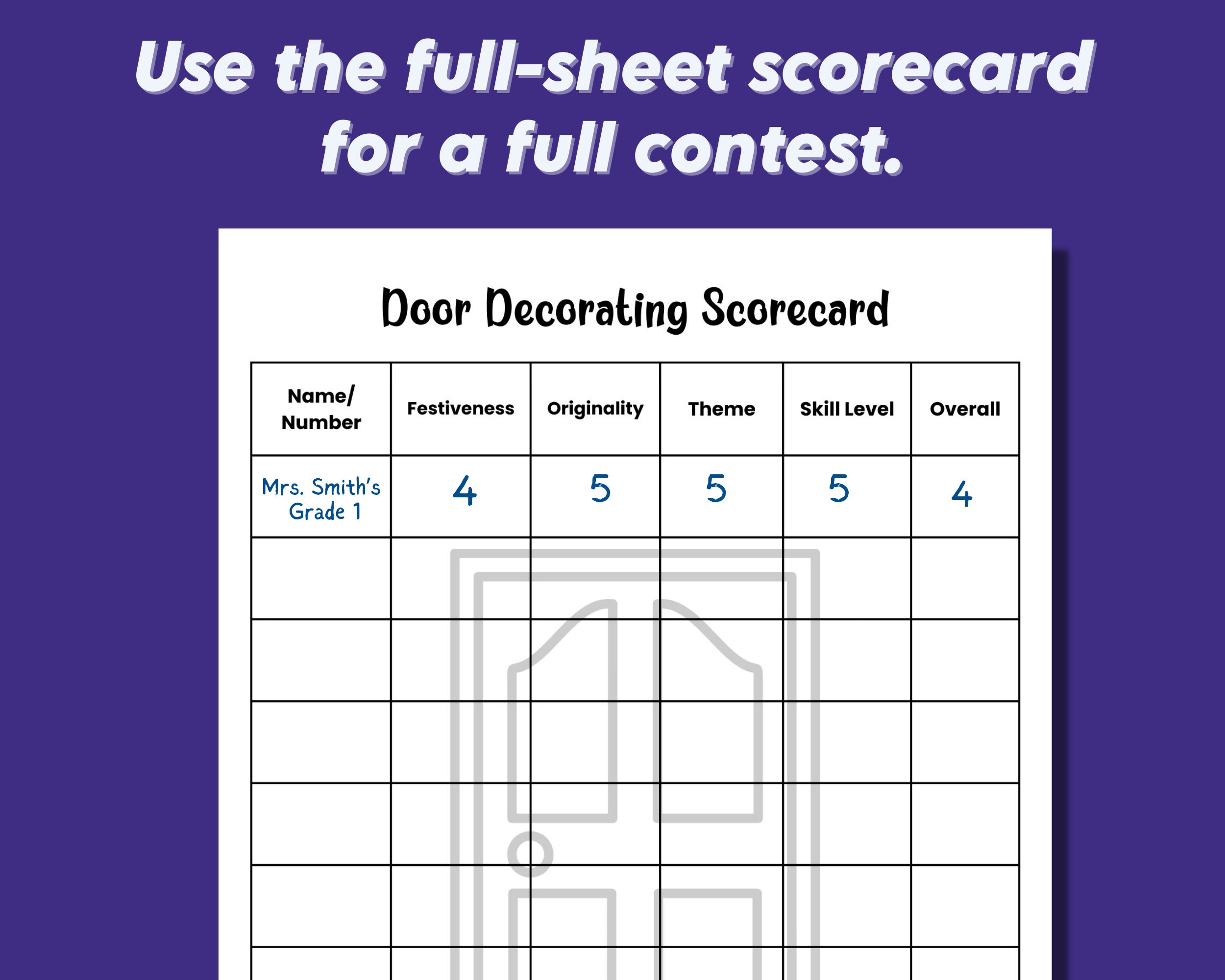 Holiday Door Decorating Party Game Scorecard, Christmas Contest Score ...
