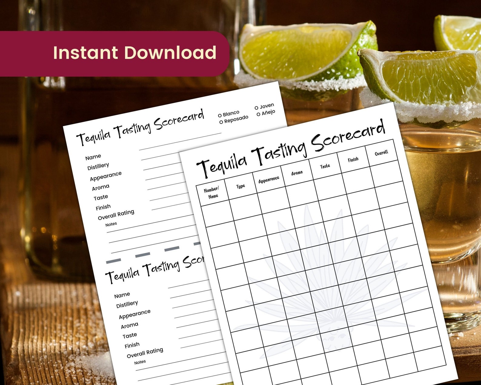 Tequila Tasting Score Card Tequila Flight Board Tasting Notes - Etsy