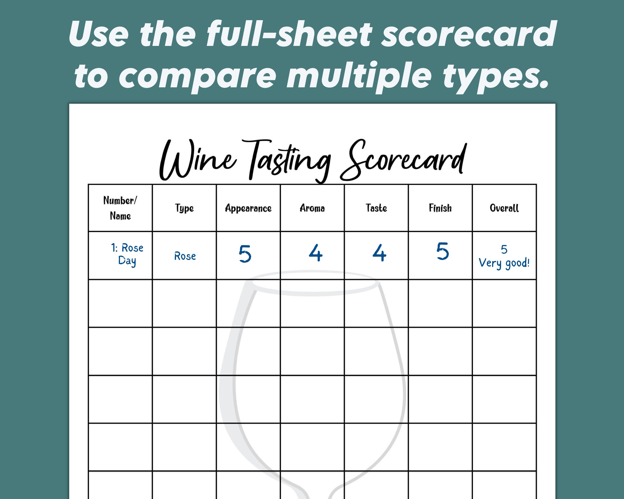 Wine Tasting Score Card, Tasting Scorecard Wine Party, Wine Flight ...