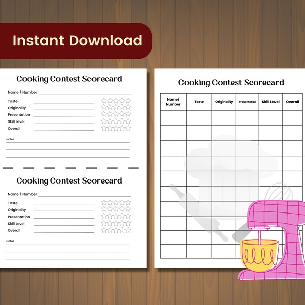 Food Judging Score Sheet - Etsy