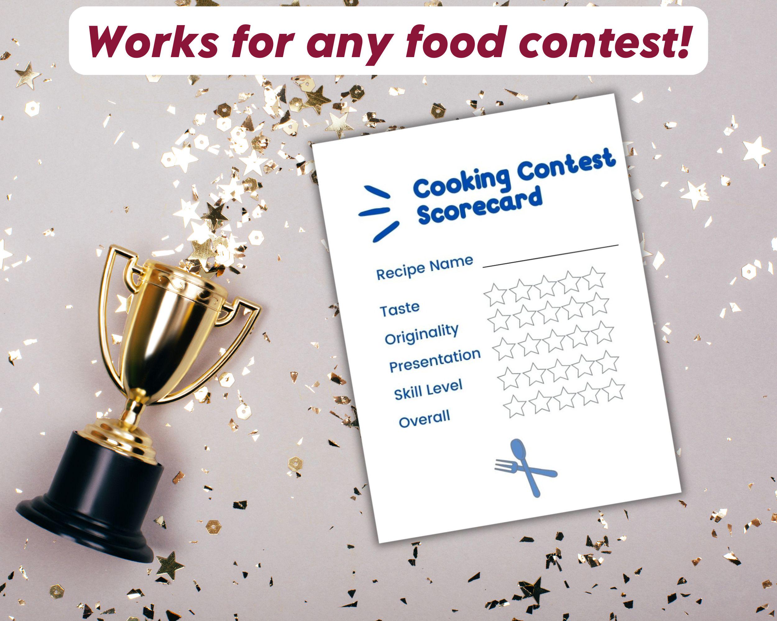 Cooking Contest Score Card Bundle, Cookoff Party Food Tasting Game ...