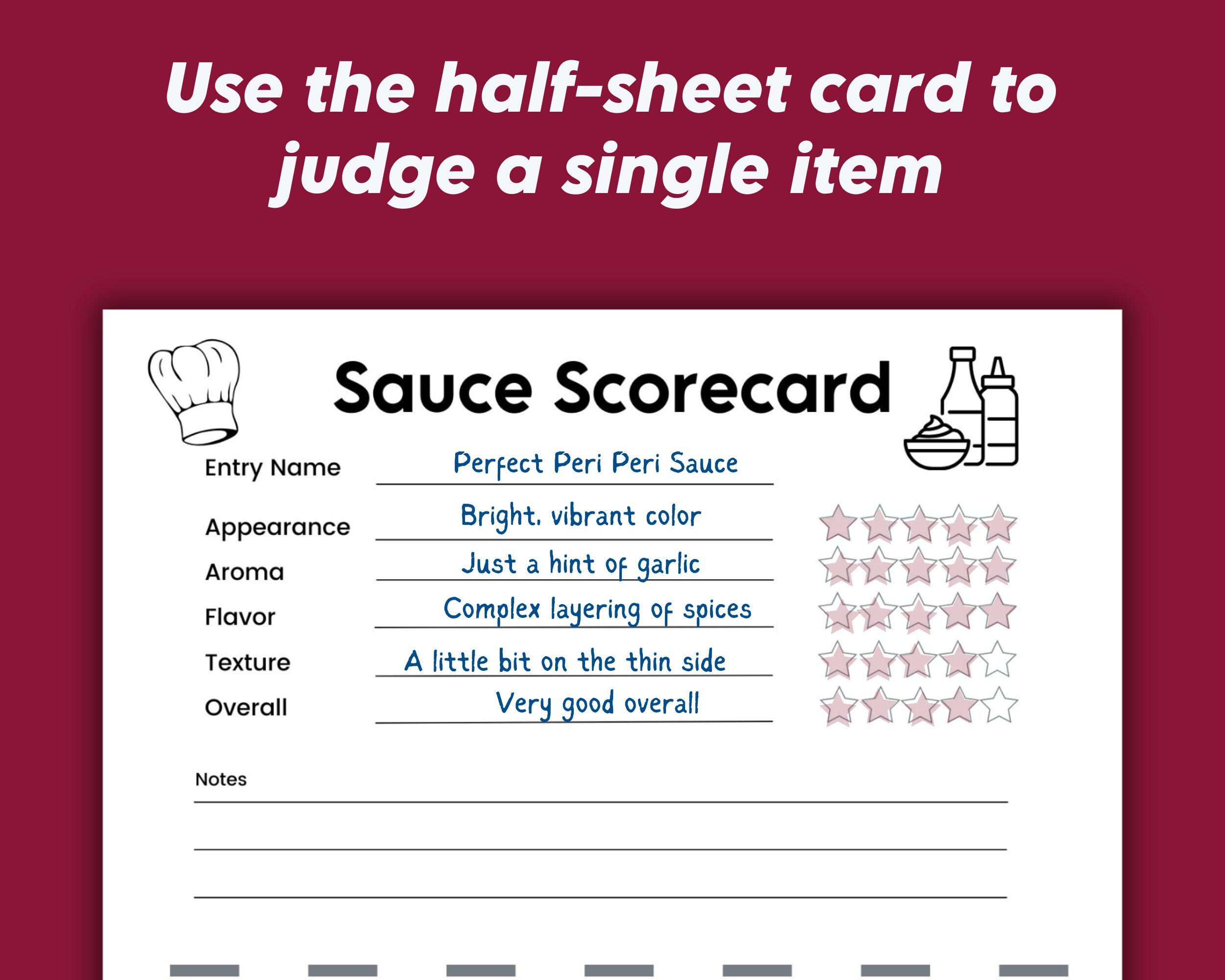 Sauce Tasting Scorecard – Party Game Printables (digital Download) - Etsy