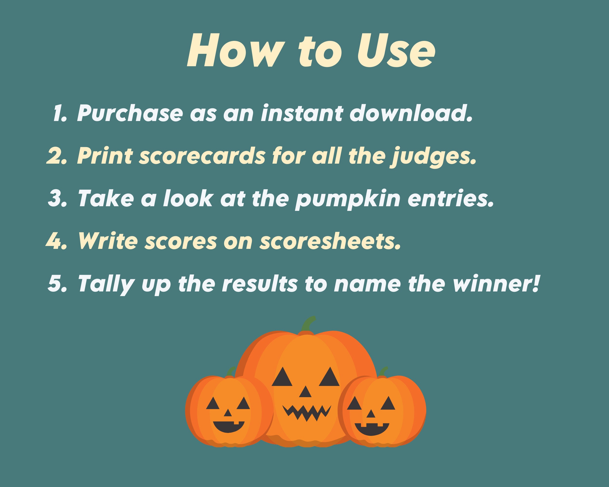 Pumpkin Decorating Score Card, Halloween Party Contest Judges Scorecard ...