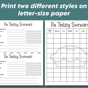 Pie Tasting Scorecard – Printable Judging Game for Parties & County ...