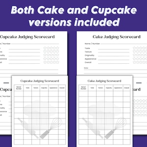 Cake & Cupcake Tasting Scorecard – Printable Judging Sheets for Pastry ...