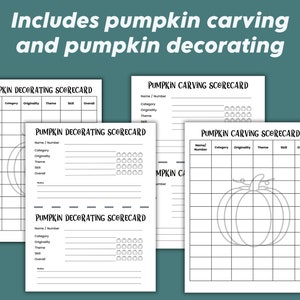 Pumpkin Carving Scorecard – Halloween Party Jack-o-lantern Judging Game ...