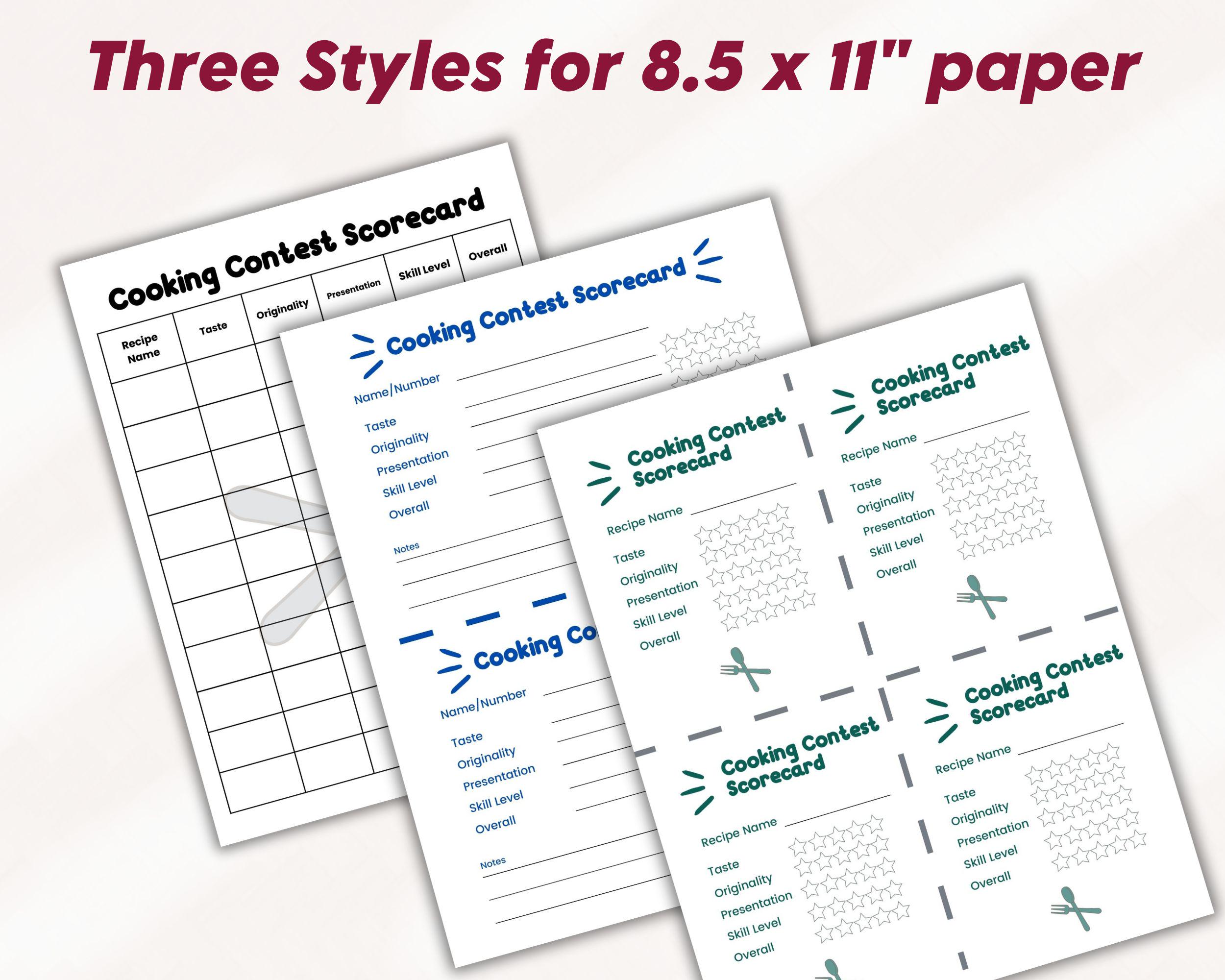Cookoff Scorecard Bundle – Printable Food Tasting Game Pack (printable ...