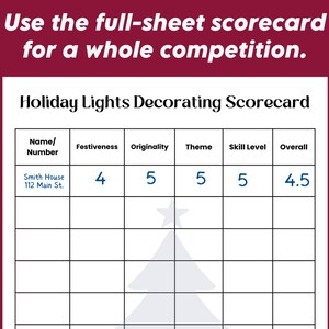 Christmas Lights Judging Scorecard – Holiday Decoration Contest ...