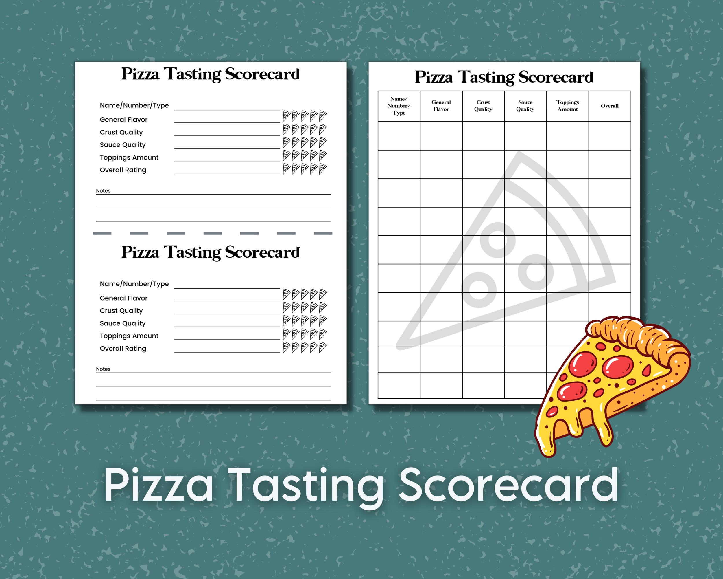 Pizza Tasting Score Card, Best Pizza Contest Scorecard, Teen Sleepover ...