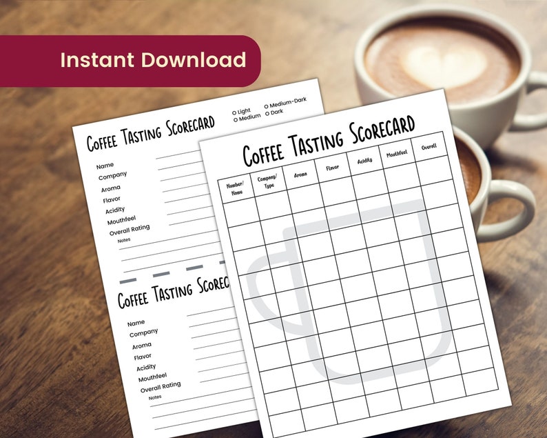 Coffee Tasting Notes Score Card Tasting Flight Coffee - Etsy