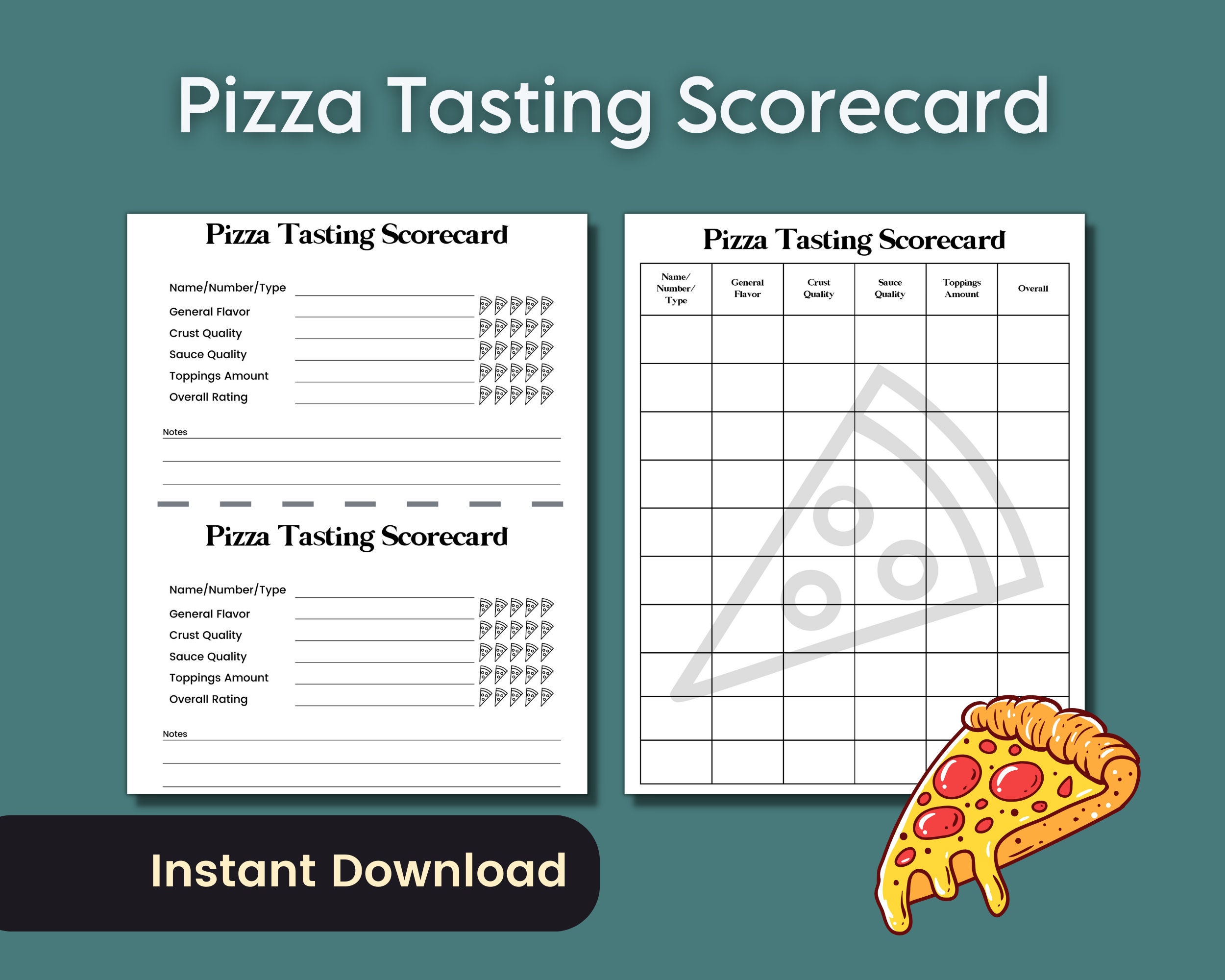 Pizza Tasting Score Card, Best Pizza Contest Scorecard, Pizza Night ...