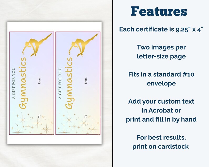 Editable Gymnastics Gift Certificate Custom Coupon Voucher, Last-minute ...