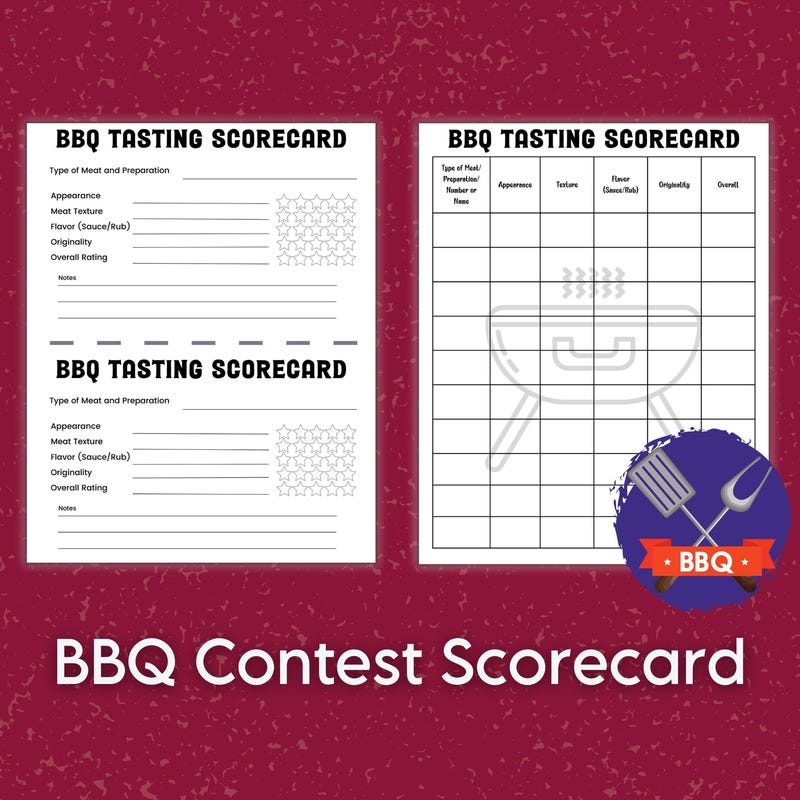 Bbq Score Card - Etsy