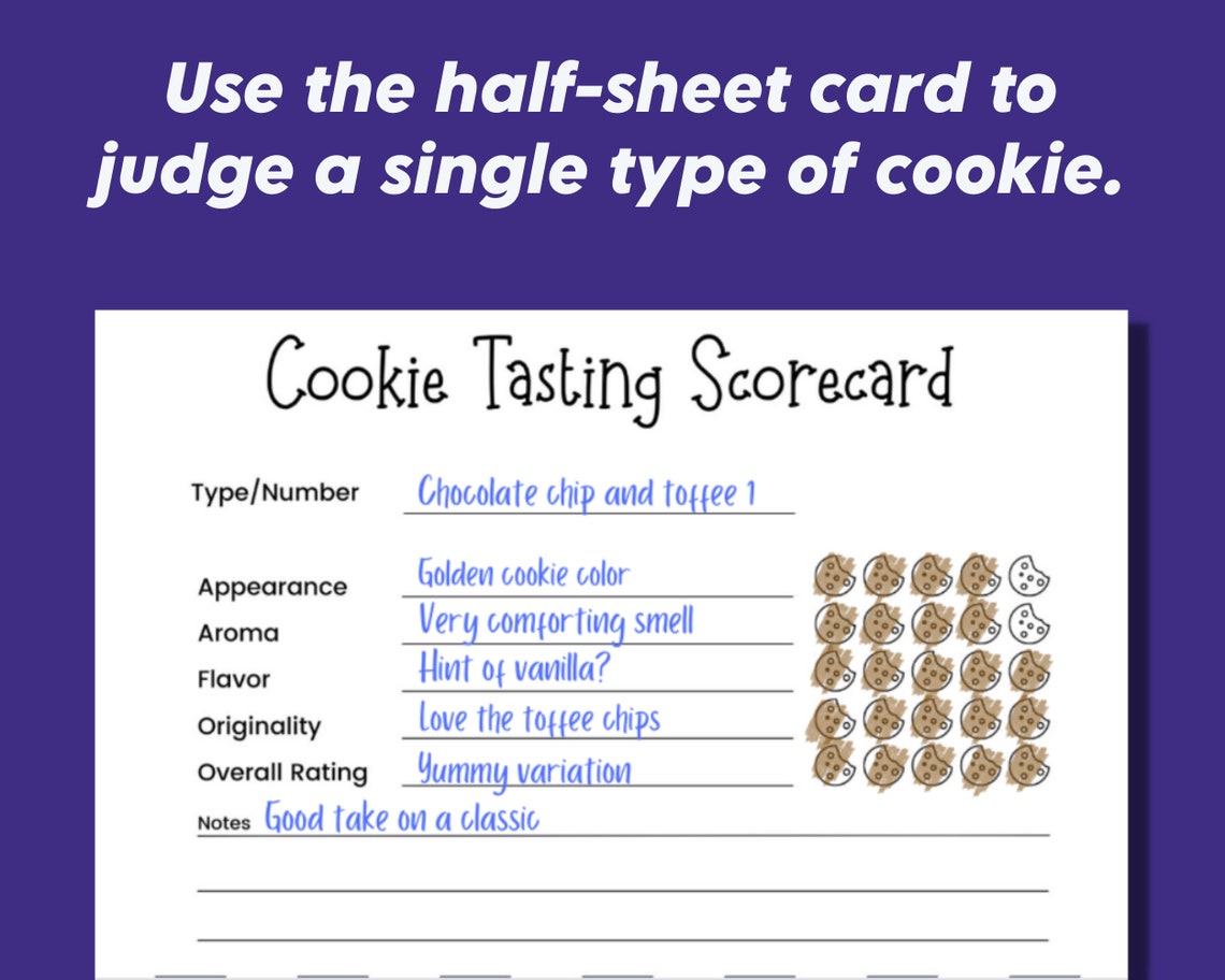 Cookie Tasting Party Score Card, Cookie Competition Contest Scorecard ...