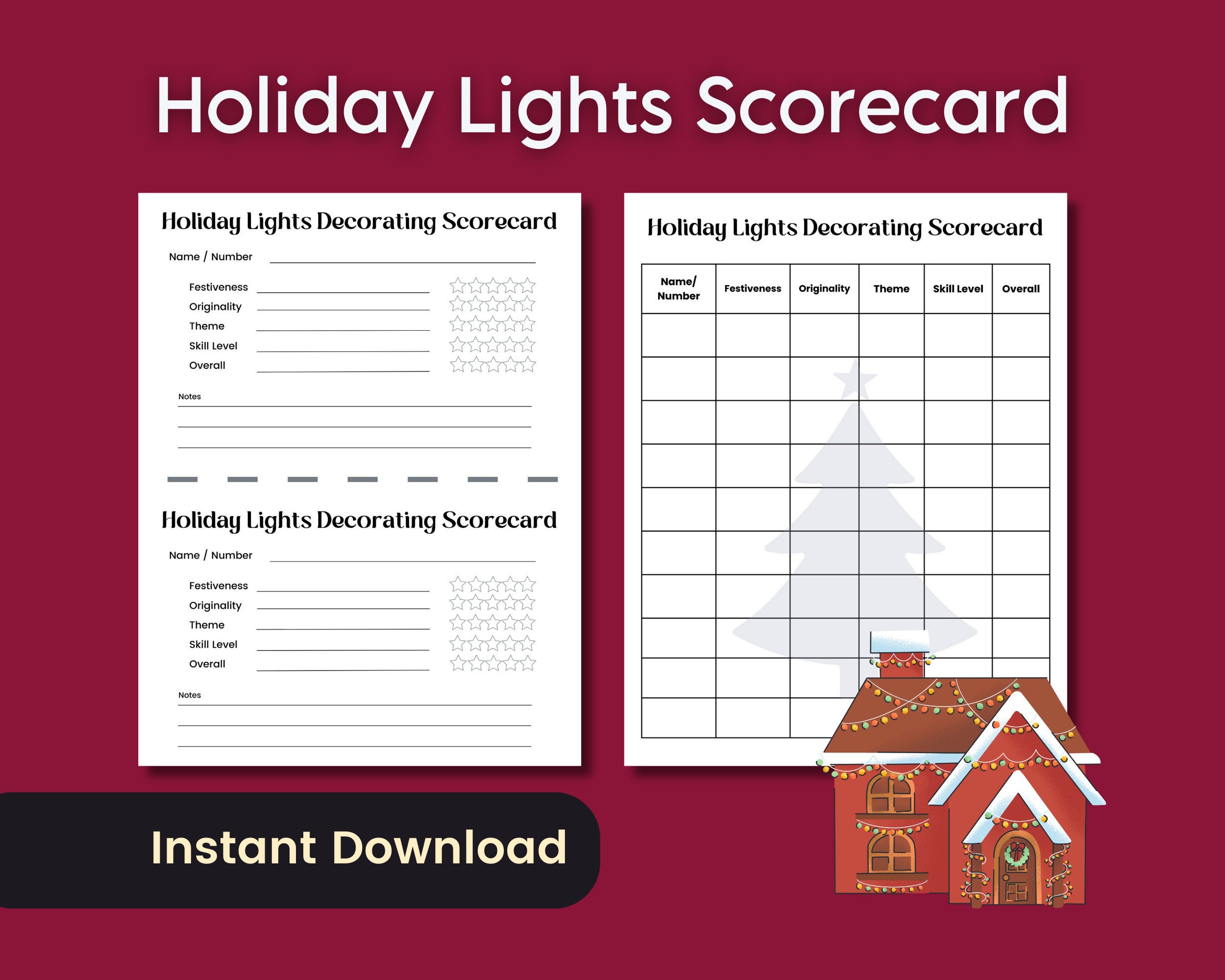 Christmas Lights Judging Scorecard – Holiday Decoration Contest ...