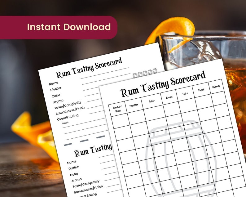 Rum Tasting Score Card Cocktail Tasting Flight Party - Etsy