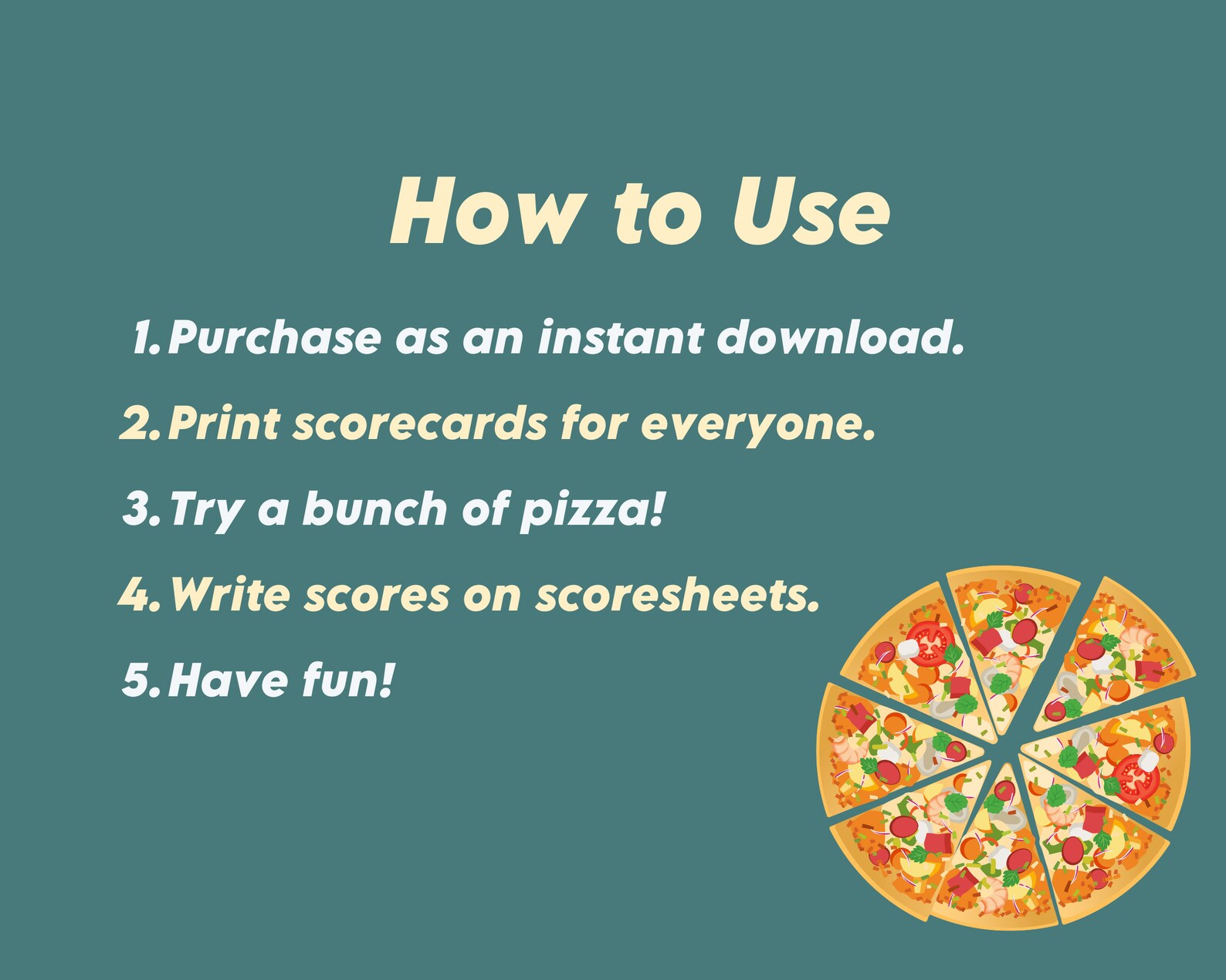 Pizza Tasting Scorecard – Fun Family Game Night or Office Party ...