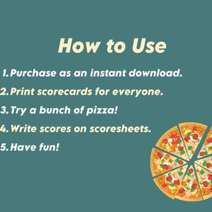 Pizza Tasting Scorecard – Fun Family Game Night or Office Party ...