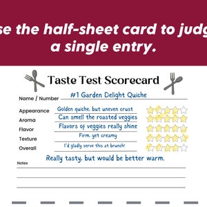 Taste Testing Scorecard – Cookoff Party Food Judging (PDF) - Etsy
