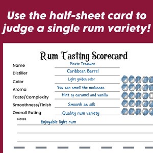 Rum Tasting Score Card, Cocktail Tasting Flight Party, Drinking Party ...