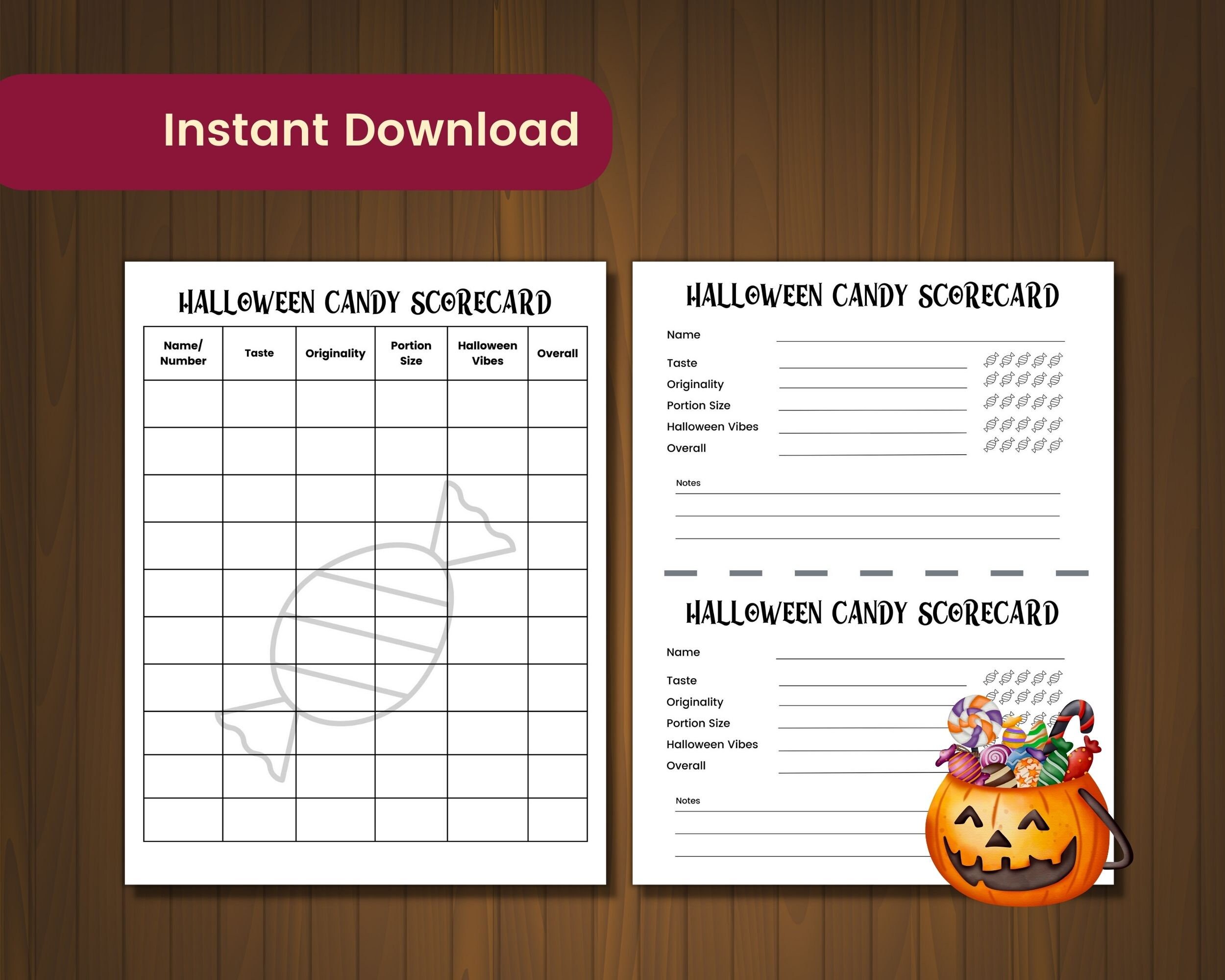 Halloween Candy Score Card Spooky Season Party Contest Judges - Etsy