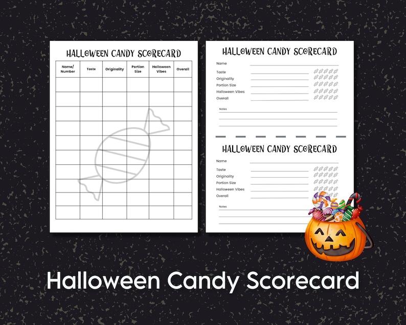 Halloween Candy Score Card, Spooky Season Party Contest Judges ...