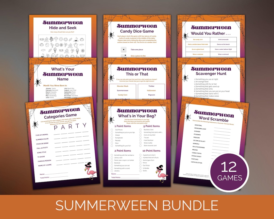 Summerween Party Games – Printable Halloween-in-summer Activities for ...
