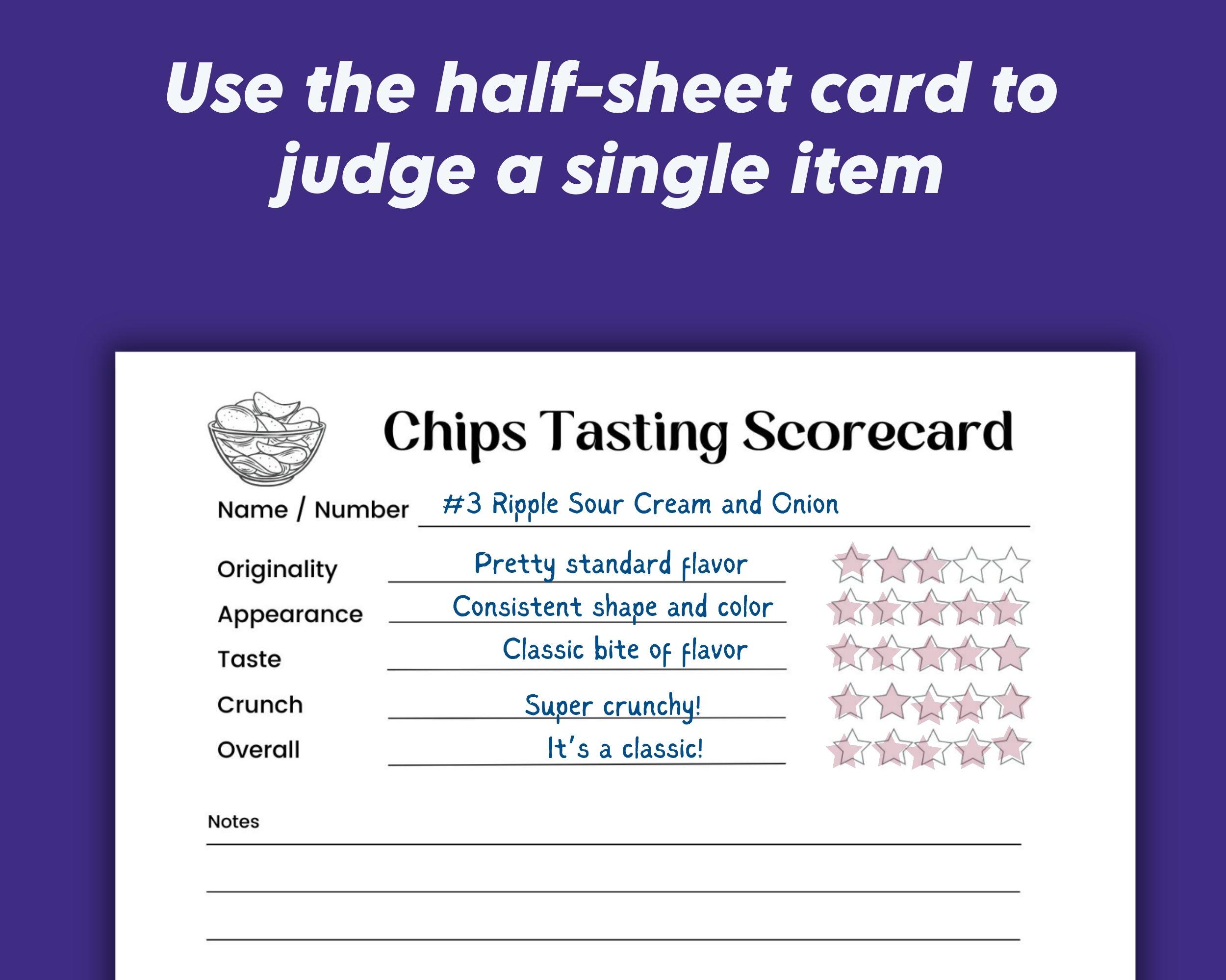 Chips Tasting Scorecard – Potato Chip Flavor Ranking Party Game ...