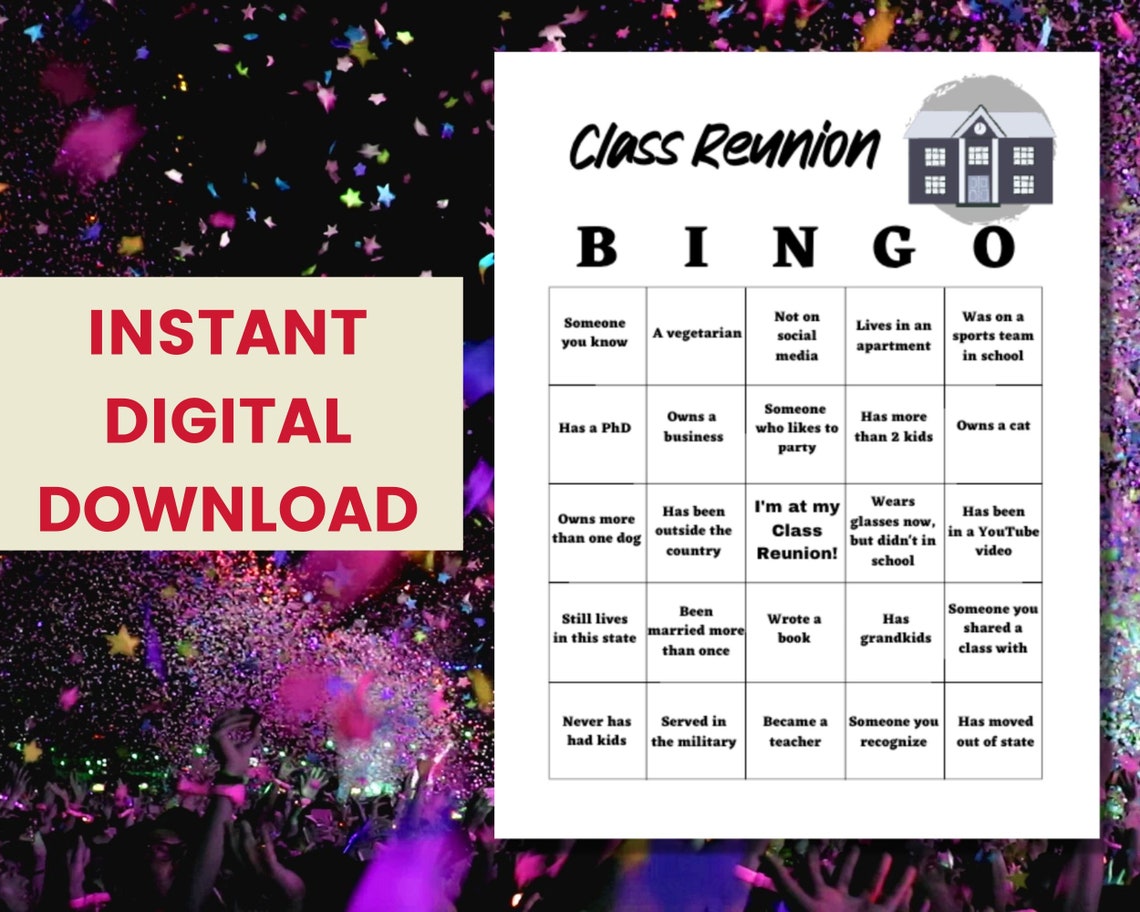 Class Reunion Bingo Game an Icebreaker Game for Your School - Etsy