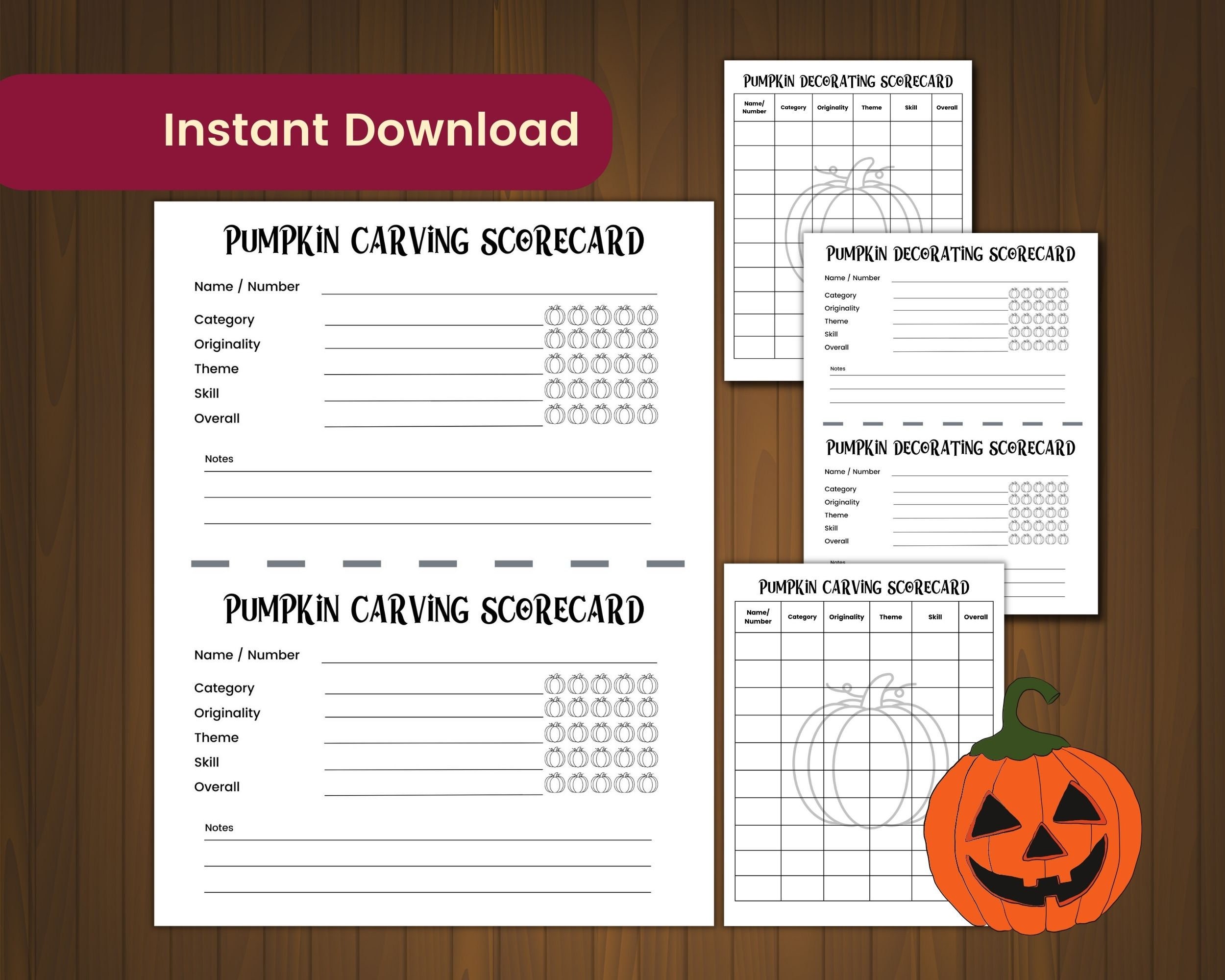 Pumpkin Decorating Score Card Halloween Party Contest Judges - Etsy