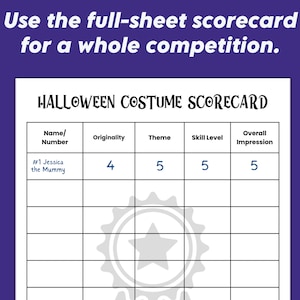 Costume Contest Score Card, Halloween Party Judges Scorecard, Cosplay ...