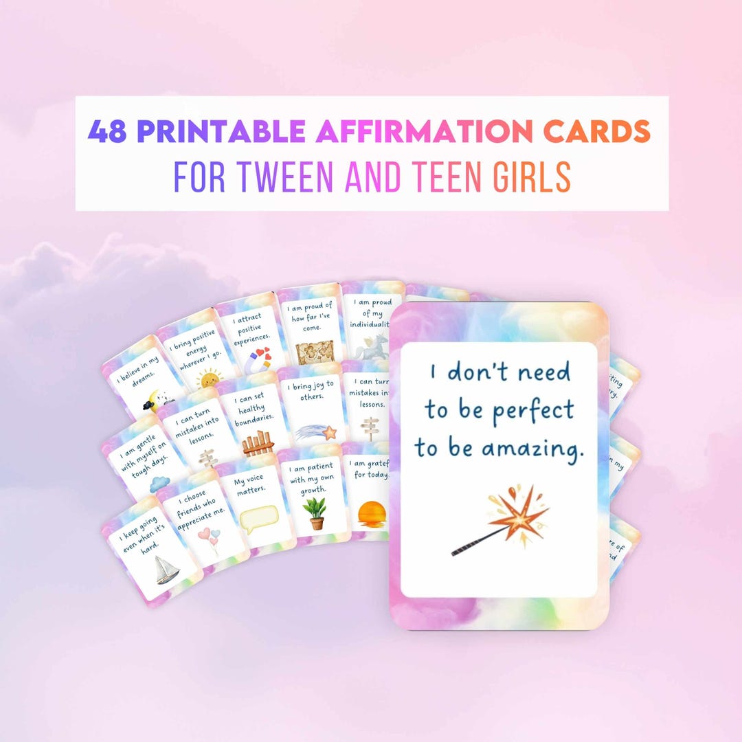 Affirmation Cards for Teen Girls, Confidence and Self Love (printable ...