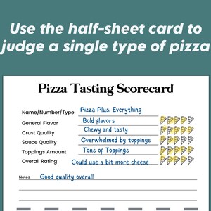 Pizza Tasting Score Card, Best Pizza Contest Scorecard, Teen Sleepover ...