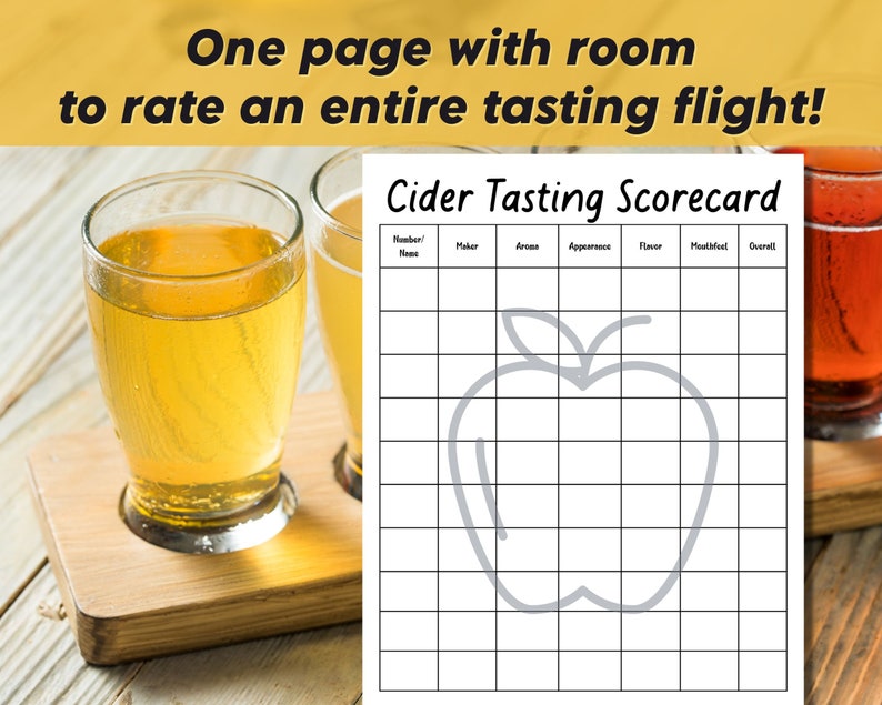 Cider Tasting Score Card Host a Happy Hour Hard Cider Tasting - Etsy