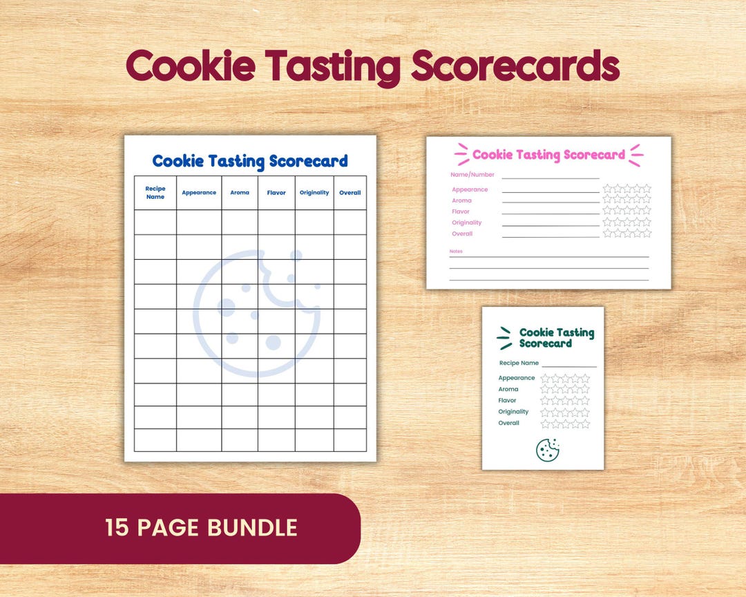 Cookie Competition Scorecard for Tasting Contest, Flavor Rating ...