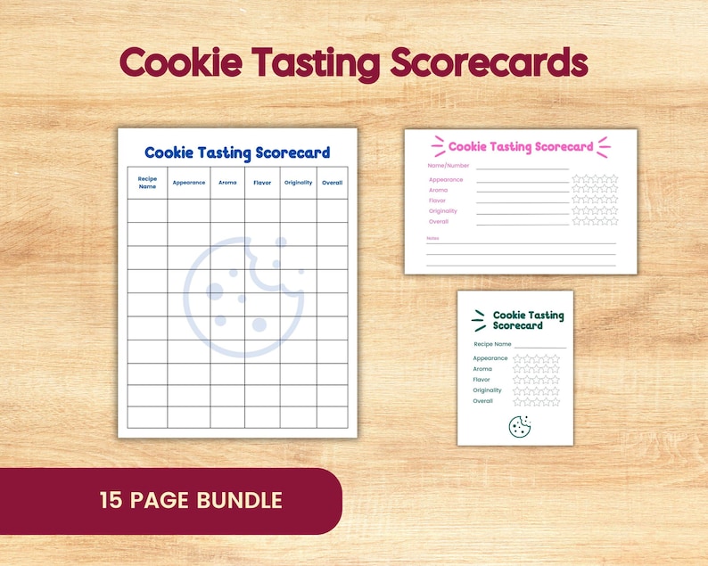 Cookie Competition Scorecard for Tasting Contest, Flavor Rating ...