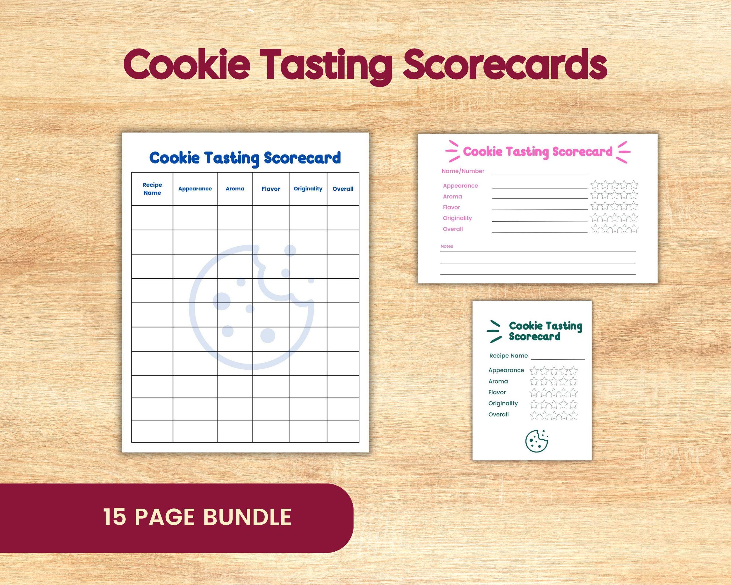Cookie Competition Scorecard for Tasting Contest, Flavor Rating ...