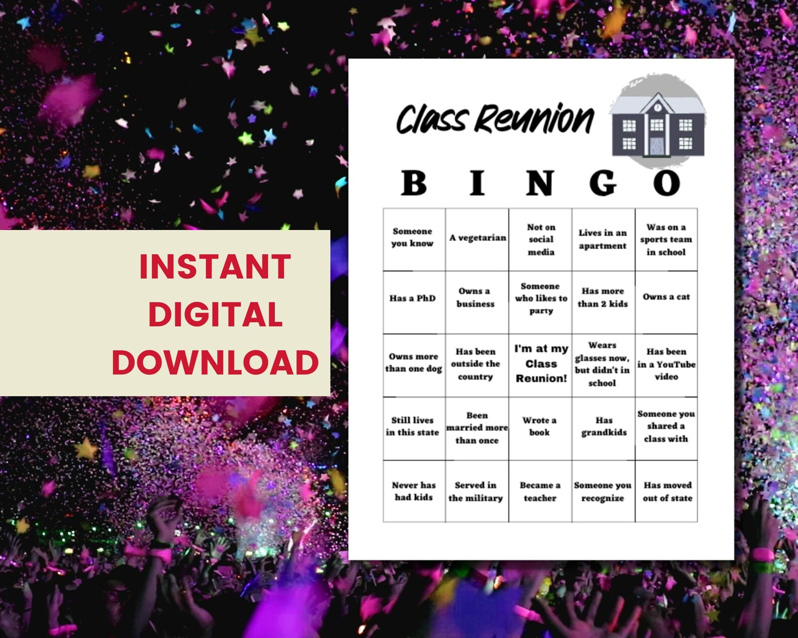 Class Reunion Bingo Game | an Icebreaker Game for Your School Reunion ...