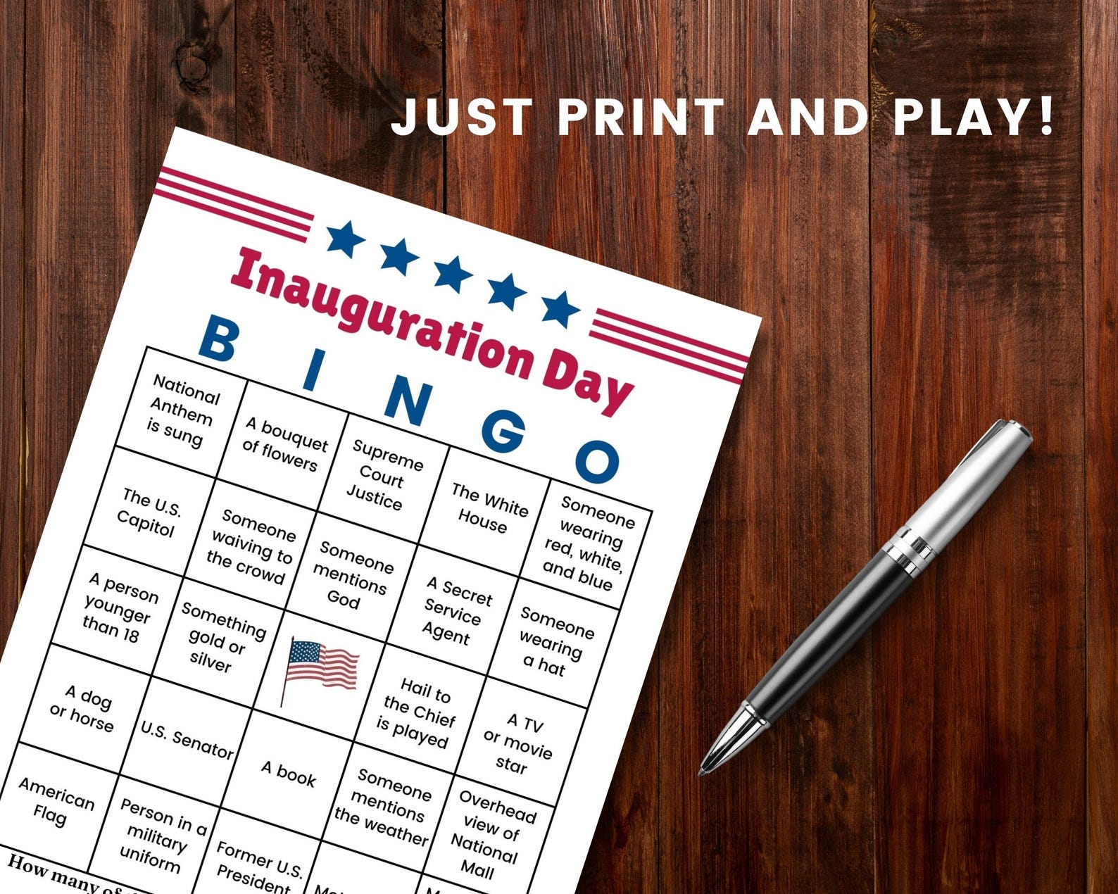 Inauguration Day Printable Game Bingo for 2025 U.S. Presidential Watch ...