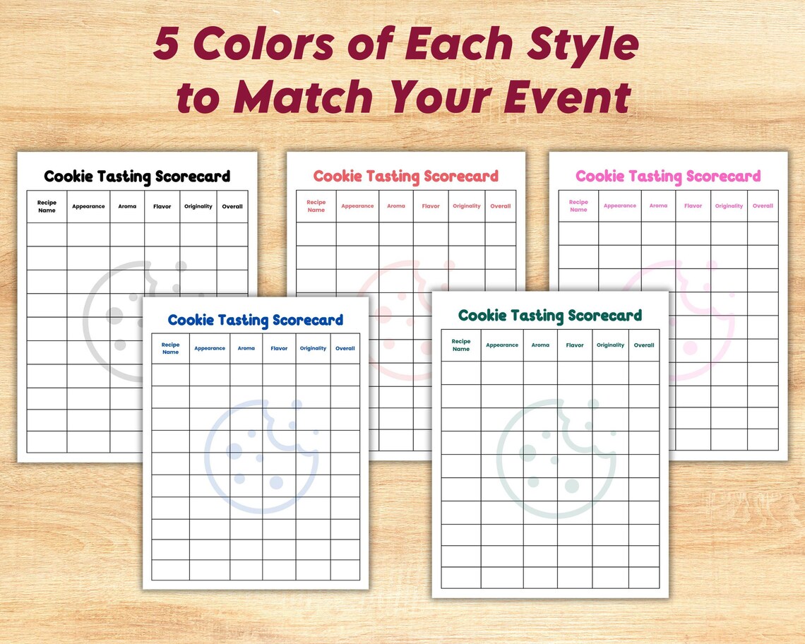 Cookie Competition Scorecard for Tasting Contest, Flavor Rating ...