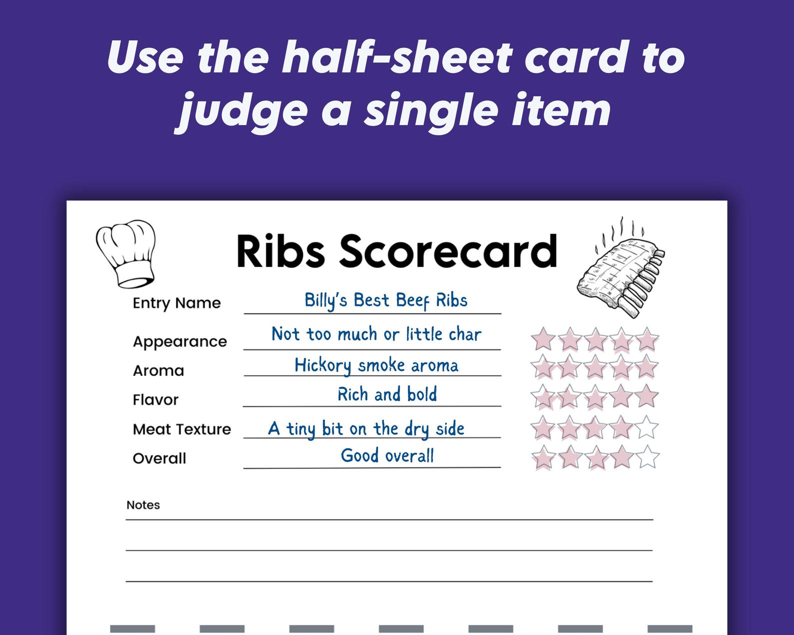 Ribs Tasting Scorecard – BBQ Cookoff Judging Sheets (digital Download ...