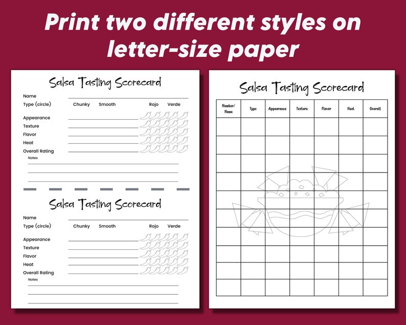 Salsa Tasting Scorecard – Taco Tuesday or Cinco De Mayo Party Game ...
