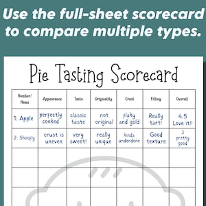 Pie Tasting Scorecard – Printable Judging Game for Parties & County ...