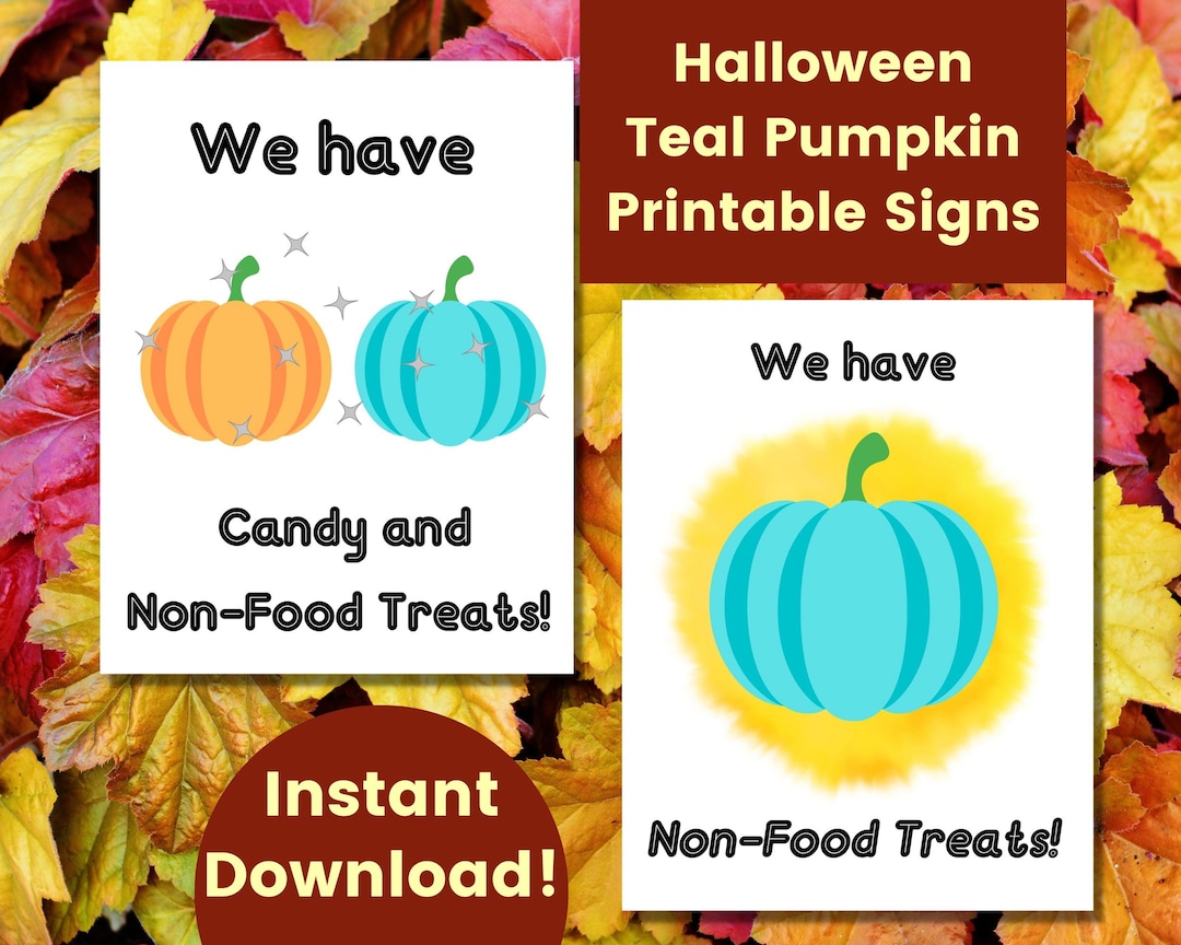 Teal Pumpkin Allergy Awareness Sign – Halloween Trick-or-treat Flyer ...