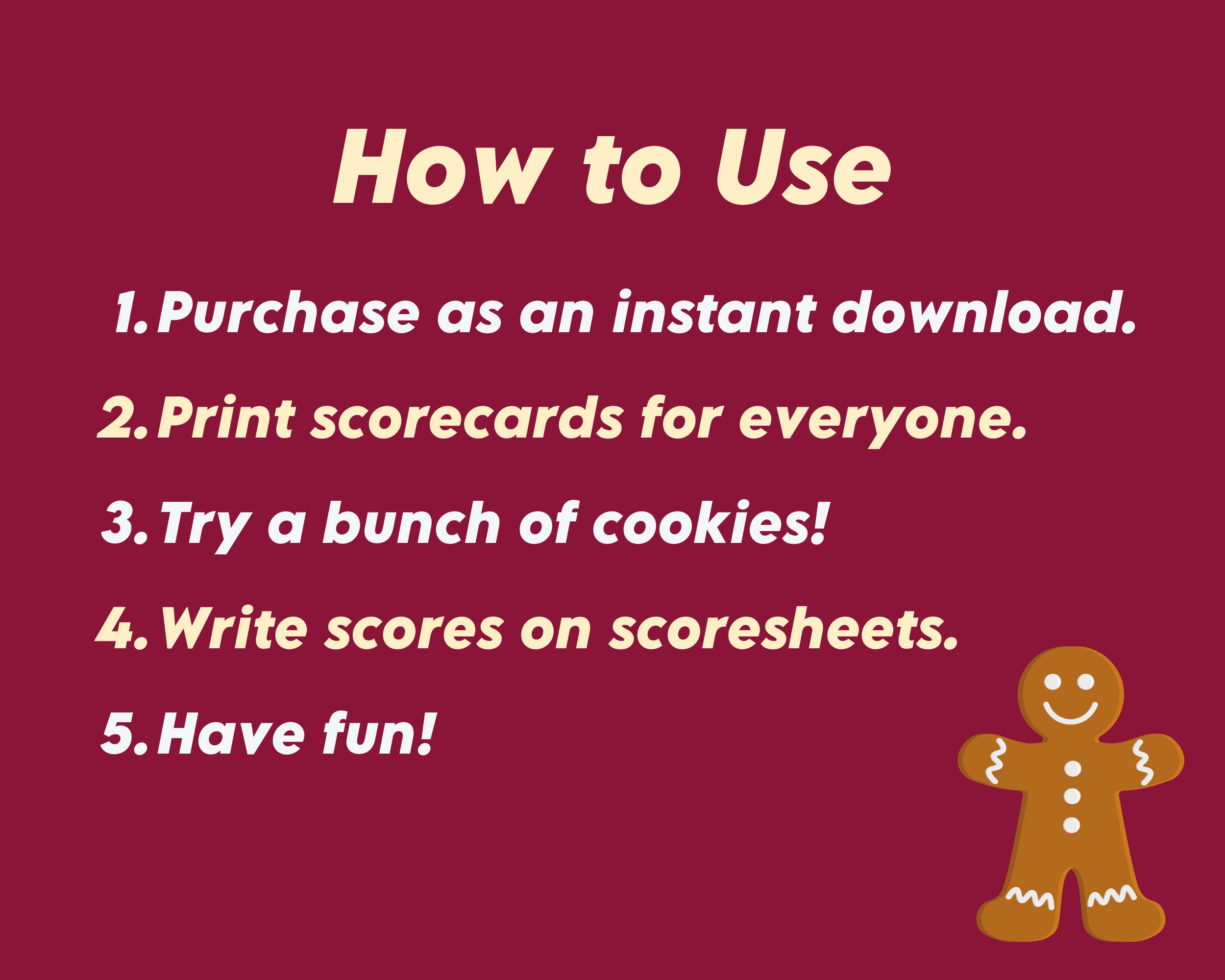 Christmas Cookie Contest Score Card, Holiday Cookie Decorating Exchange ...