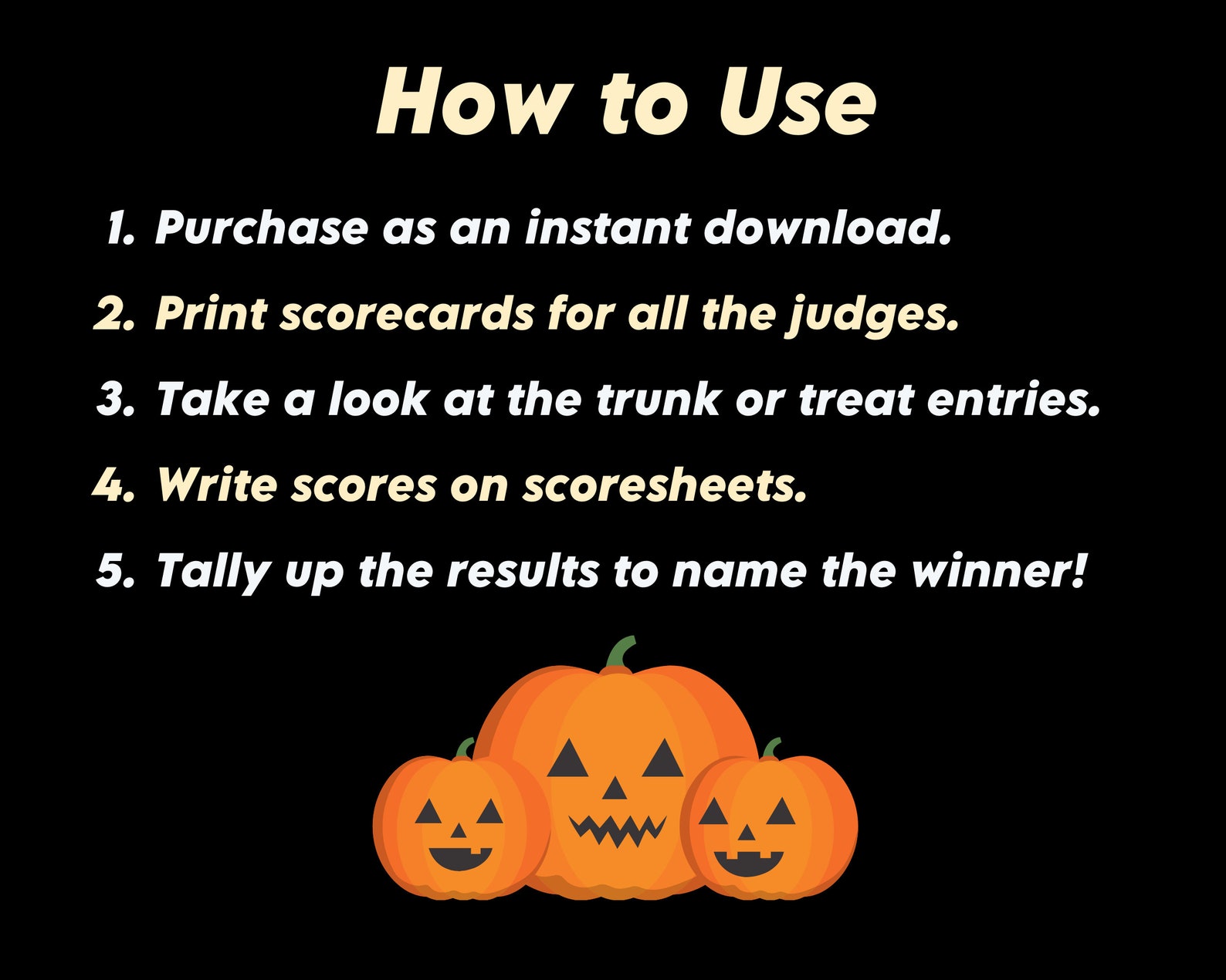 Trunk or Treat Scorecard – Halloween Party Game for Fall Festival Event ...