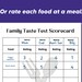 Family Taste Testing Challenge Contest Score Card, Dinner or Party Food ...