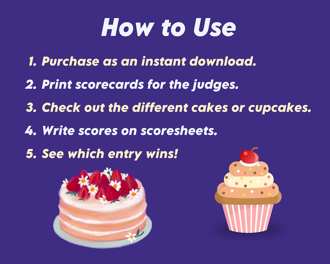 Cake & Cupcake Tasting Scorecard – Printable Judging Sheets for Pastry ...